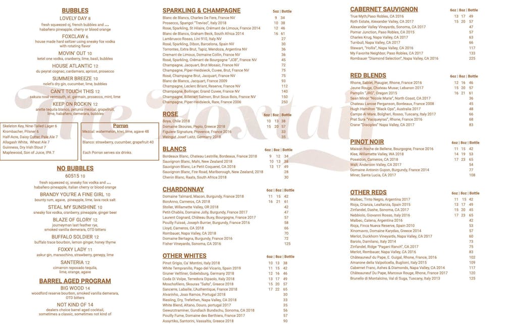 Menus | The Foxtail in Downers Grove, IL