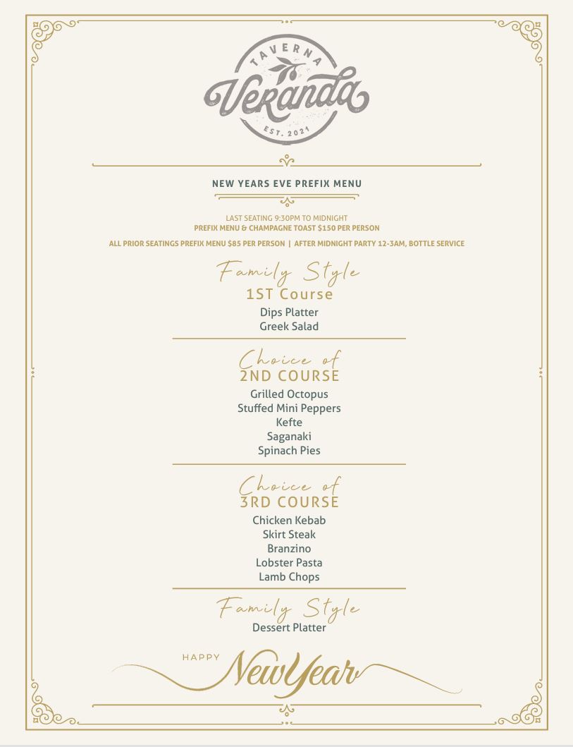 NEW YEAR'S PREFIX MENU | Taverna Veranda | Mediterranean Restaurant in ...