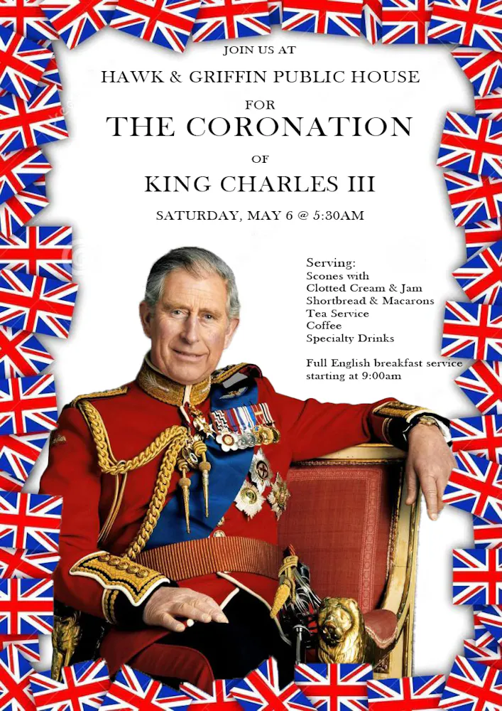 Coronation Celebration | Hawk and Griffin | British Pub in Vienna, VA