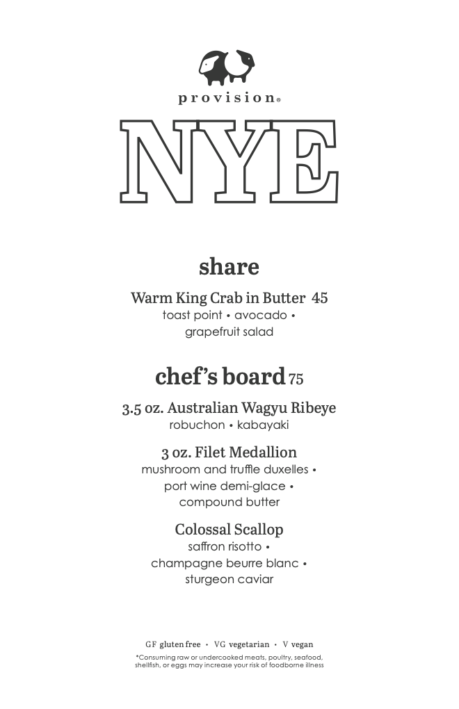 Experience New Year's Eve at Provision | Provision | New American ...