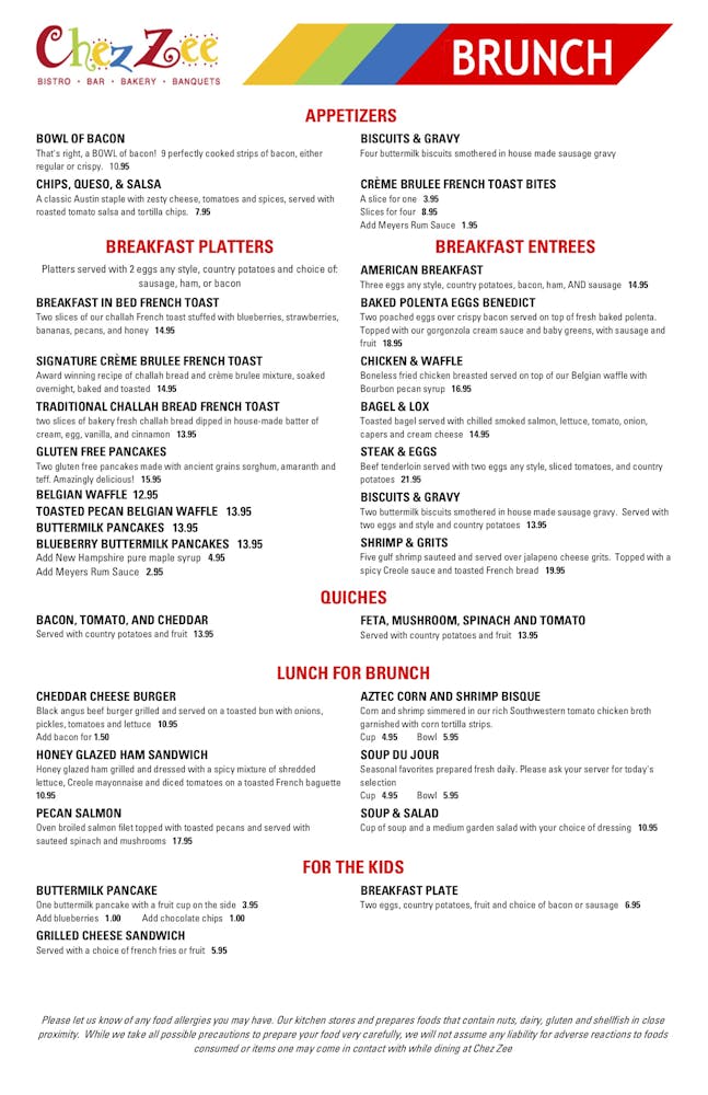 Brunch | Chez Zee | American Bistro in Austin, TX