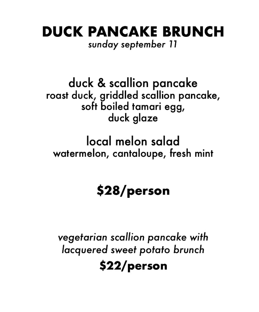 sunday brunch menu | Effervescence
