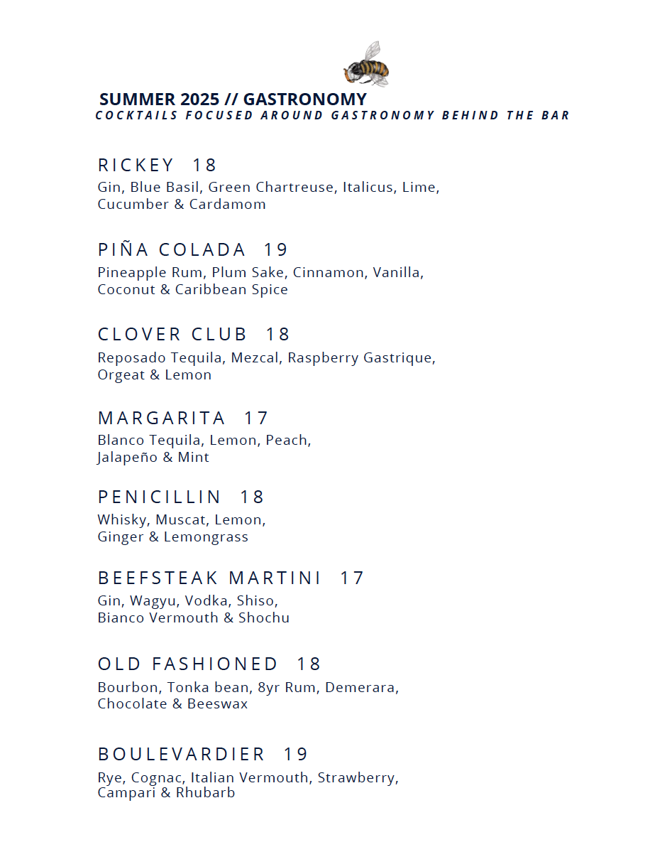 Menus | Bresca in Washington, DC