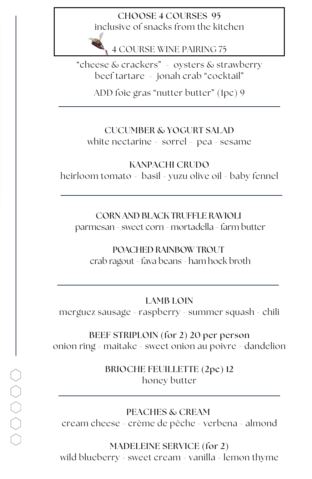 Menus | Bresca in Washington, DC