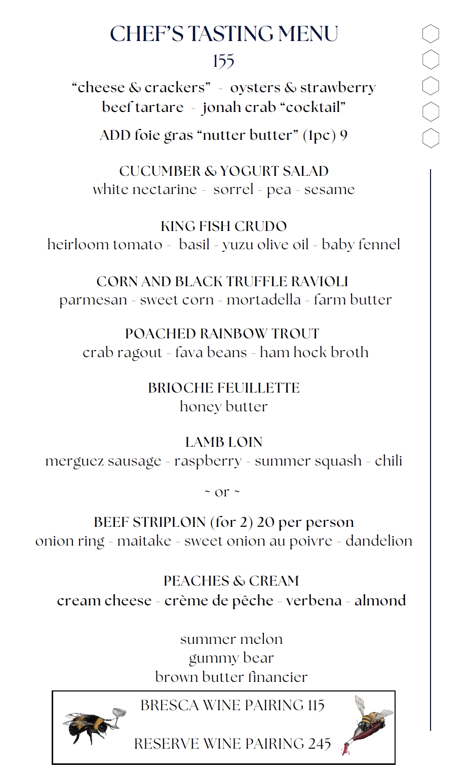 Menus | Bresca in Washington, DC