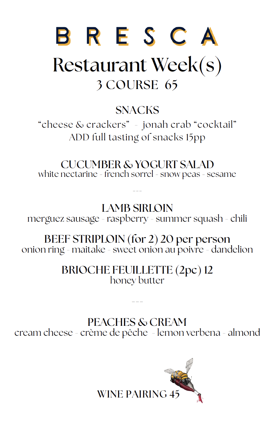 Menus | Bresca in Washington, DC