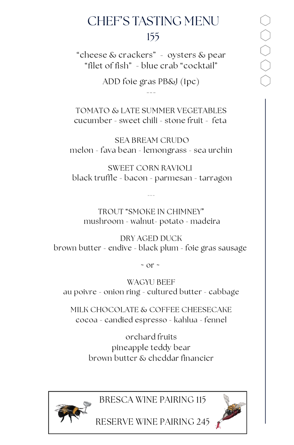 Menus | Bresca in Washington, DC