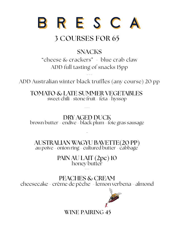 Menus | Bresca in Washington, DC