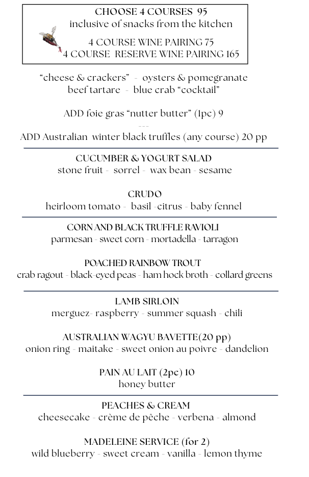 Menus | Bresca in Washington, DC