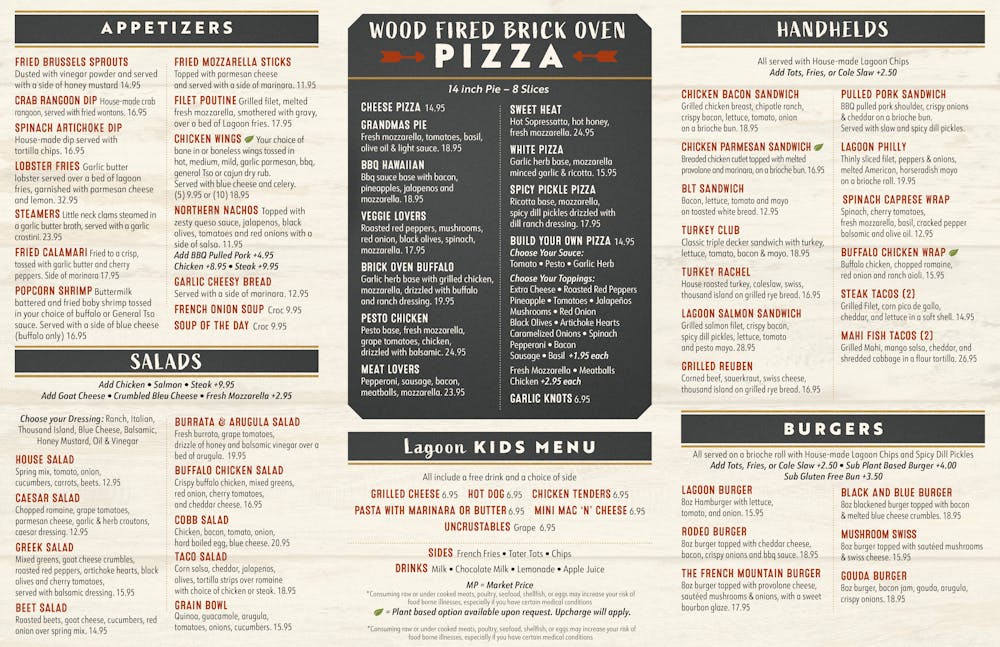 Menus | The Lagoon in NY