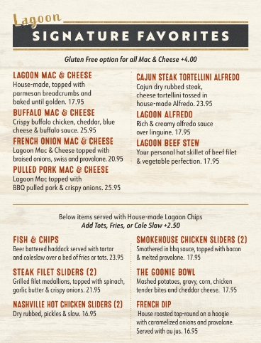 Menus | The Lagoon in NY