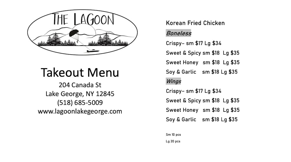 Menus | The Lagoon in NY