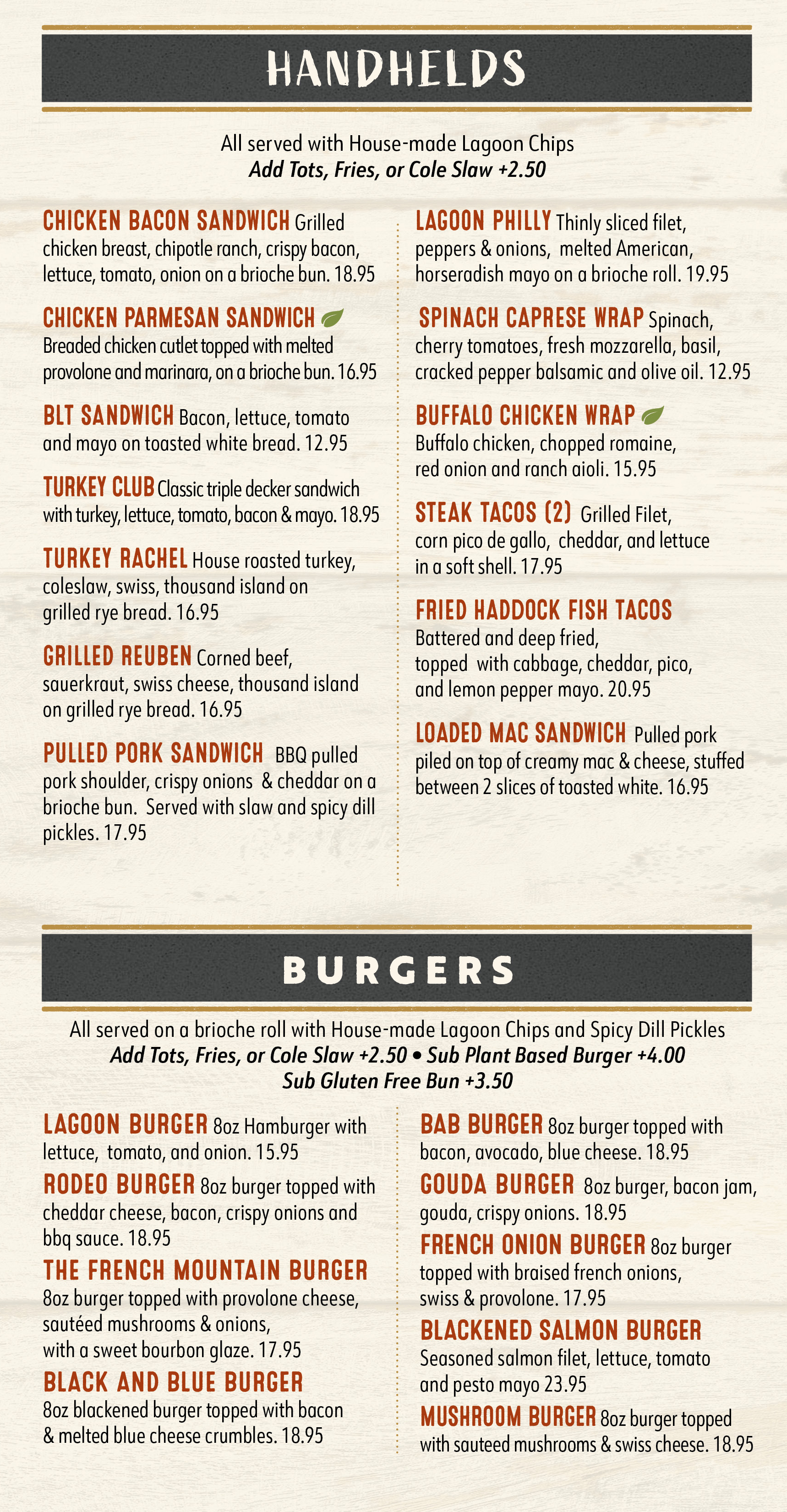 Menus | The Lagoon in NY