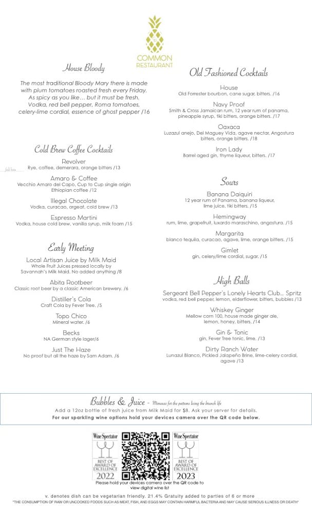 Weekend Brunch Menu | Common Restaurant | American Restaurant in ...