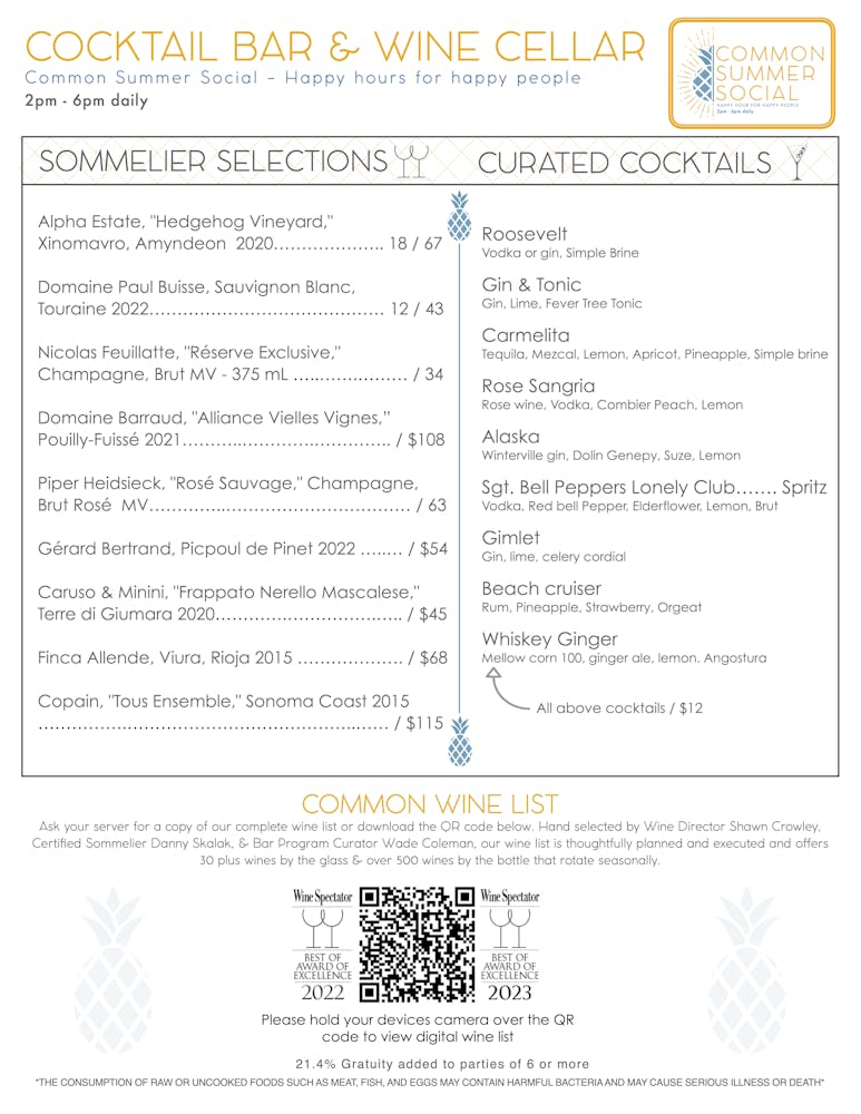 Summer Social (happy Hours) | Common Restaurant | American Restaurant ...
