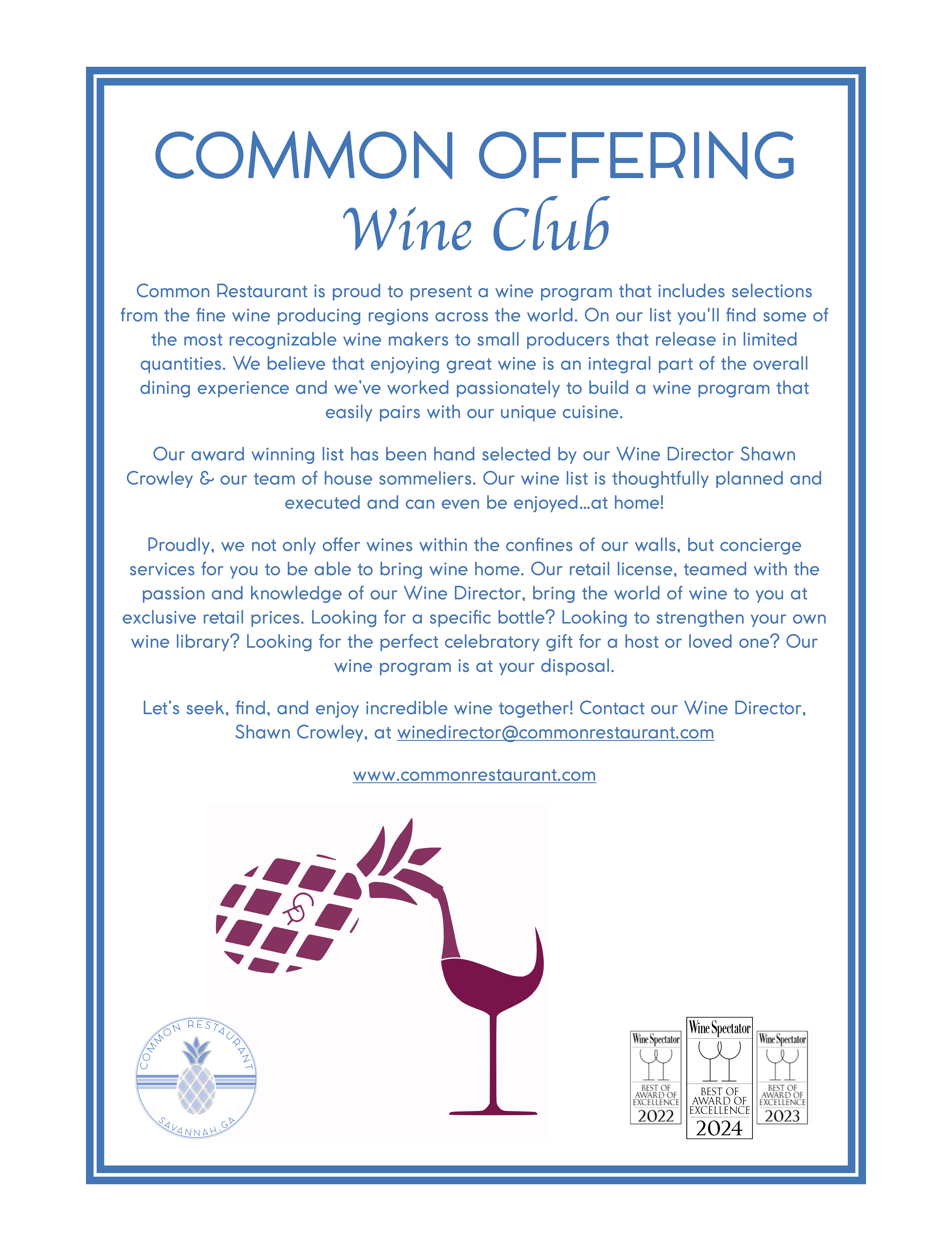 Wine List | Common Restaurant in Savannah, GA