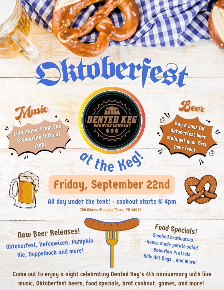 Mars - Menus | Dented Keg in Mars, PA