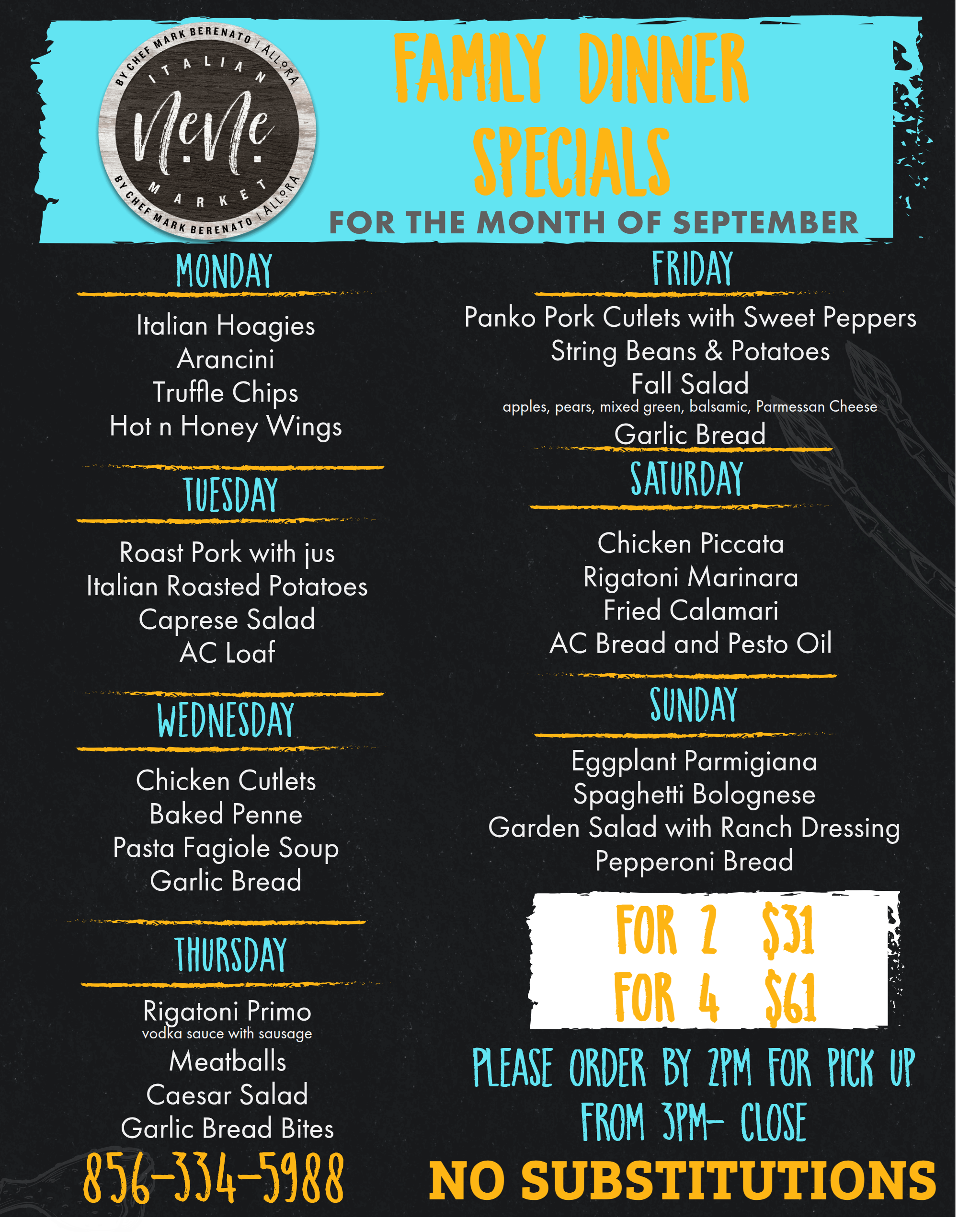 Menus | Nene's Market in Marlton, NJ