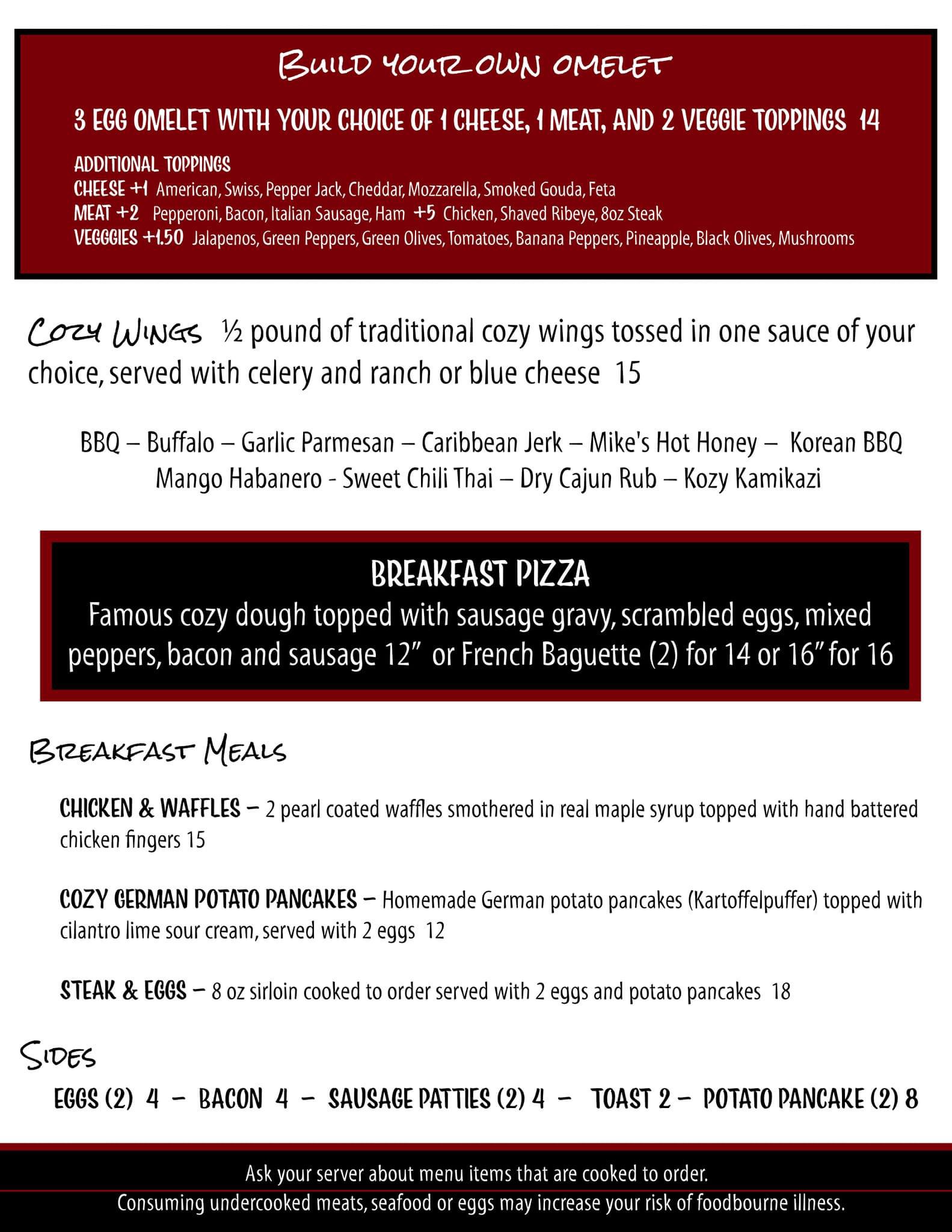 Breakfast Menu | Cozy Inn | Brighton, MI