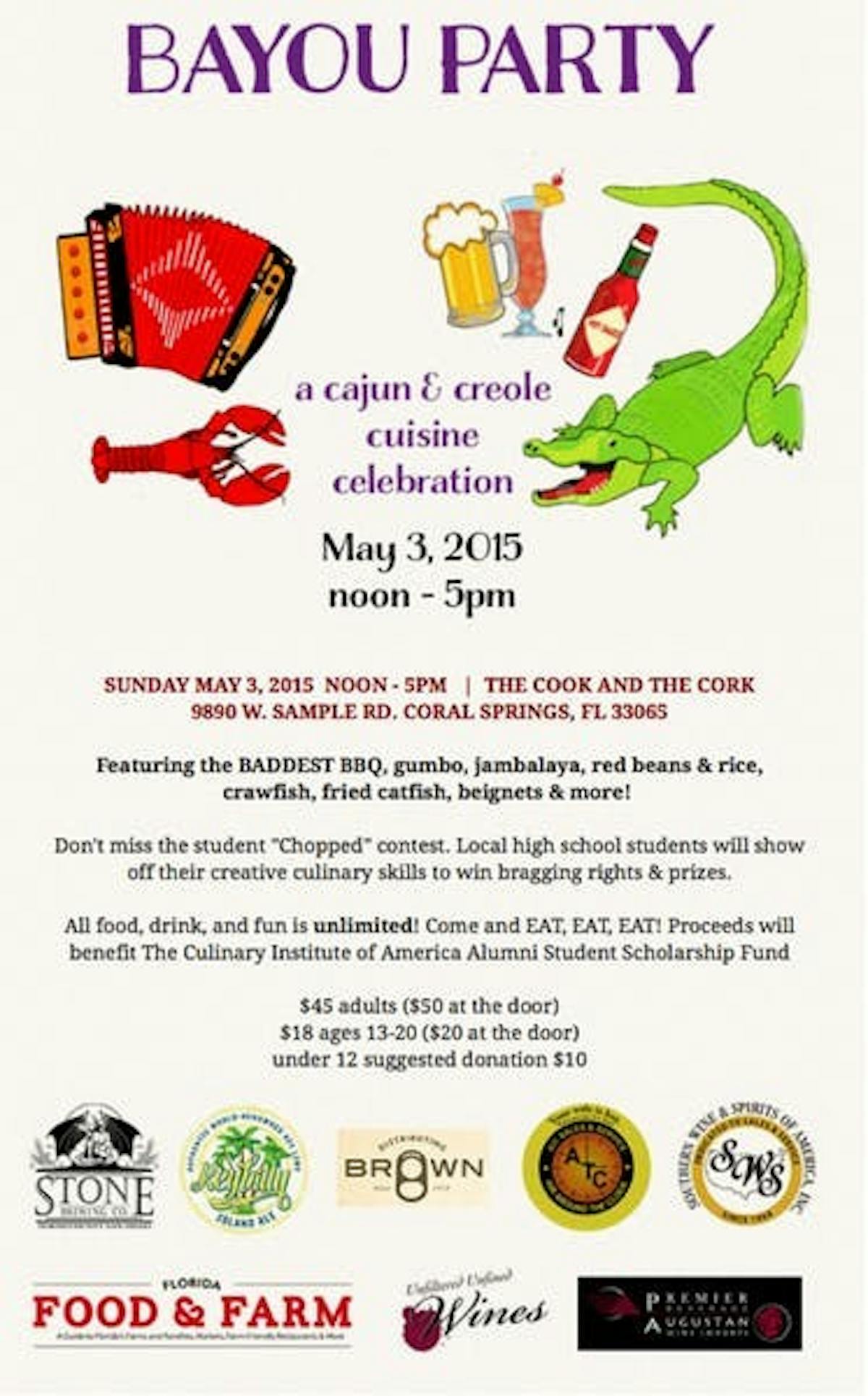 Bayou Party May 3rd | The Cook & The Cork