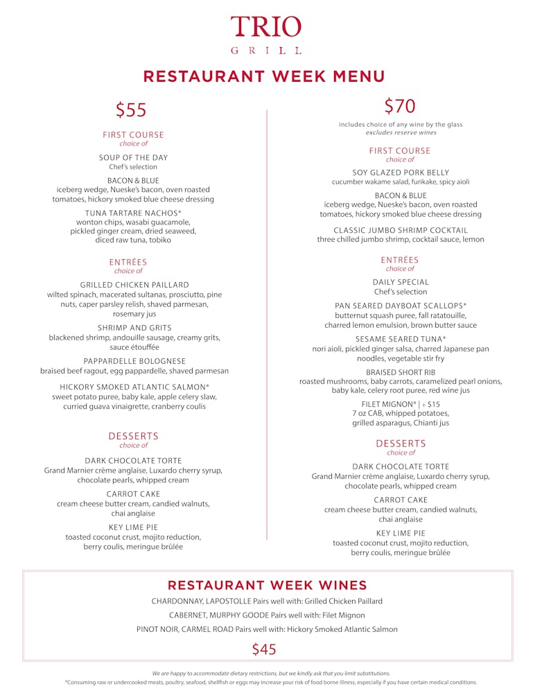 RESTAURANT WEEK | Trio Grill - Falls Church