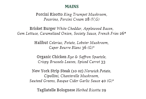 Menus | Society Cafe in New York, NY