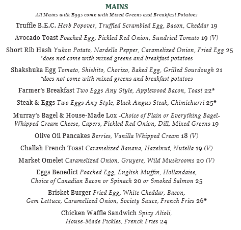 Menus | Society Cafe in New York, NY