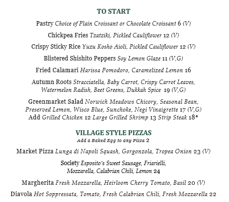 Menus | Society Cafe in New York, NY