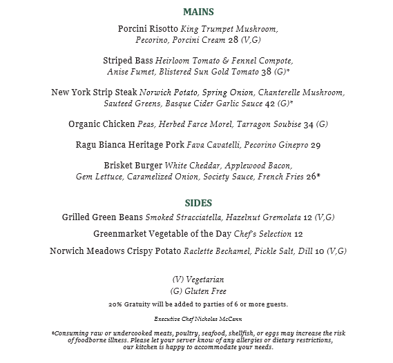 Menus | Society Cafe in New York, NY