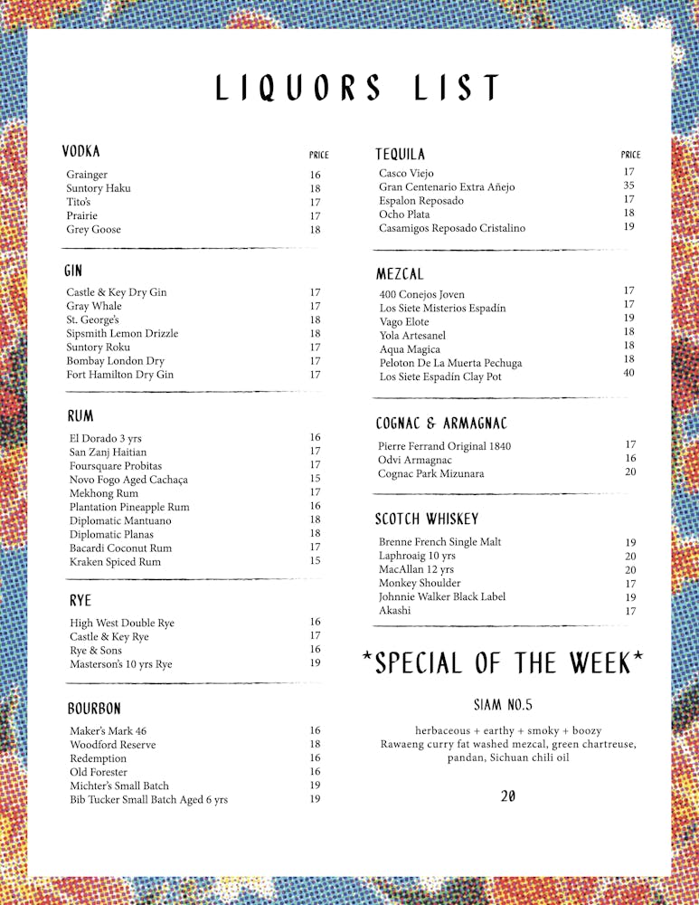 Menus | Fish Cheeks in NYC