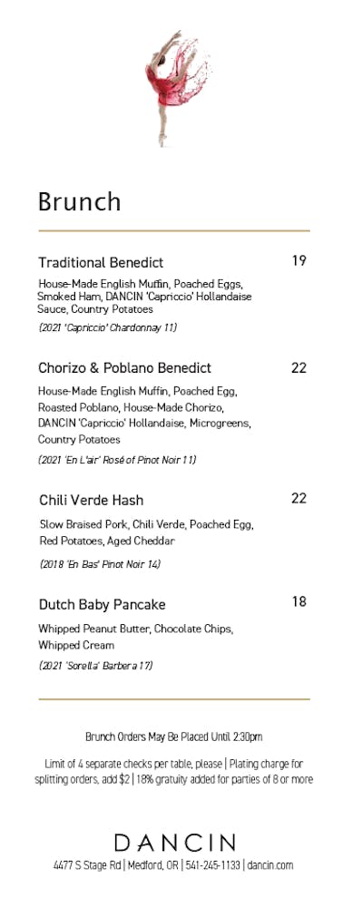 Sunday Brunch 3 | DANCIN Vineyards | Oregon Pinot Noir, Chardonnay and ...