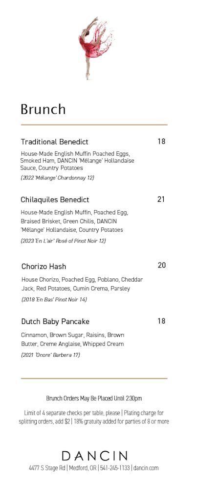 Sunday Brunch 1 | DANCIN Vineyards | Oregon Pinot Noir, Chardonnay and ...