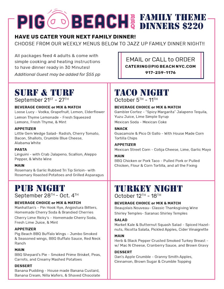 Pig Beach Menu