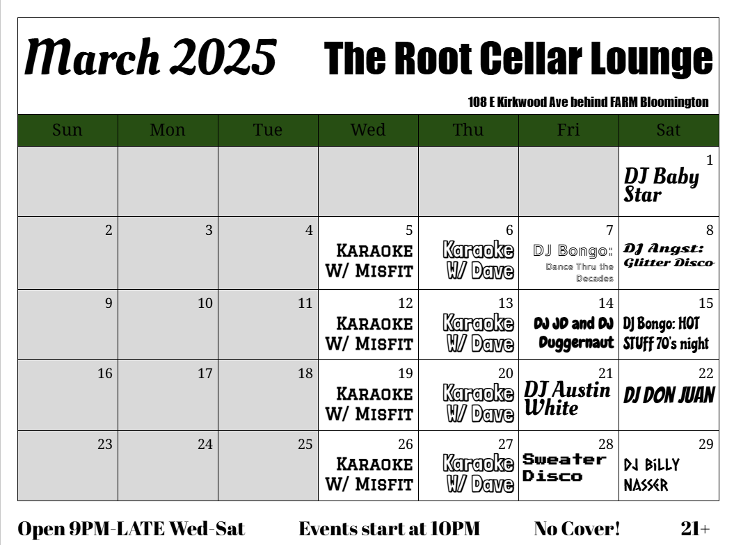 Root Cellar Lounge | FARMbloomington | Restaurant in Bloomington, Indiana