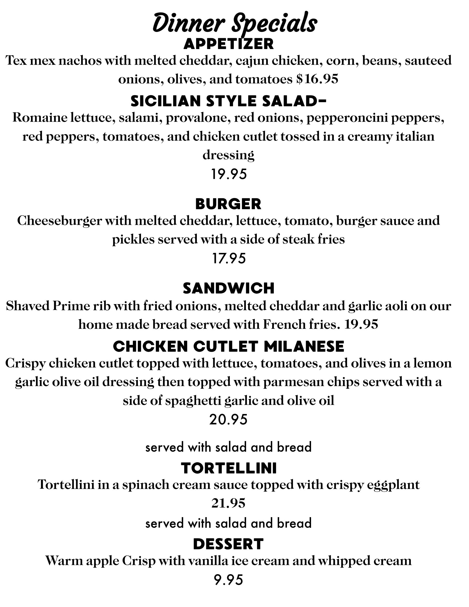 Menus | Madison's Pizza Cafe in Pleasant Valley, NY