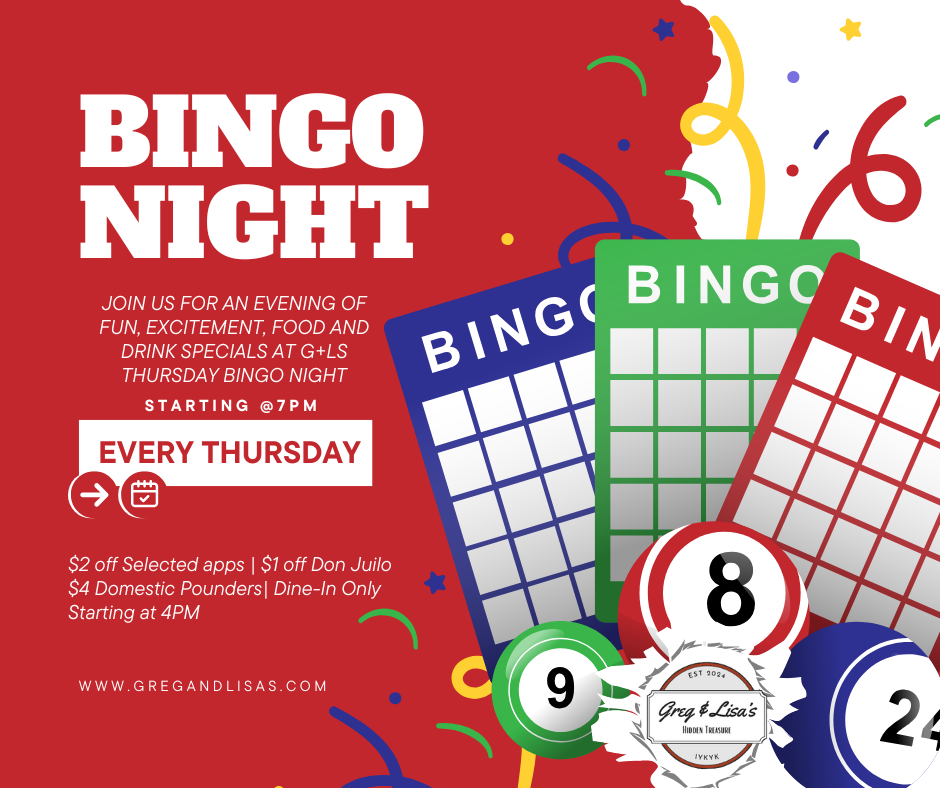 Thursday Bingo Night | Greg and Lisa's Hidden Treasure | American ...