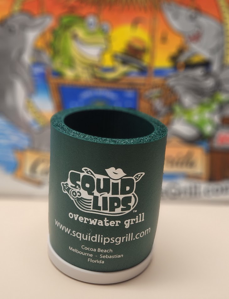 Squid Lips Koozie (Green Foam) | Squid Lips | Seafood Restaurant in FL