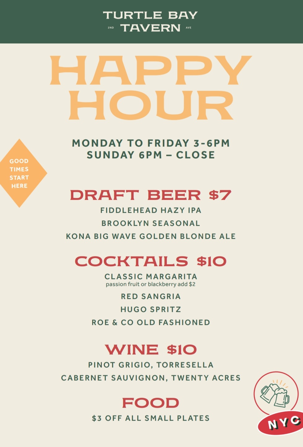 Happy Hour | Turtle Bay Tavern