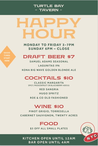 Happy Hour | Turtle Bay Tavern