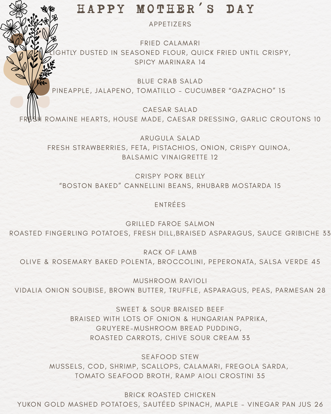 Mother's Day Menu | Chez Mike | Eclectic Restaurant in East Greenbush, NY