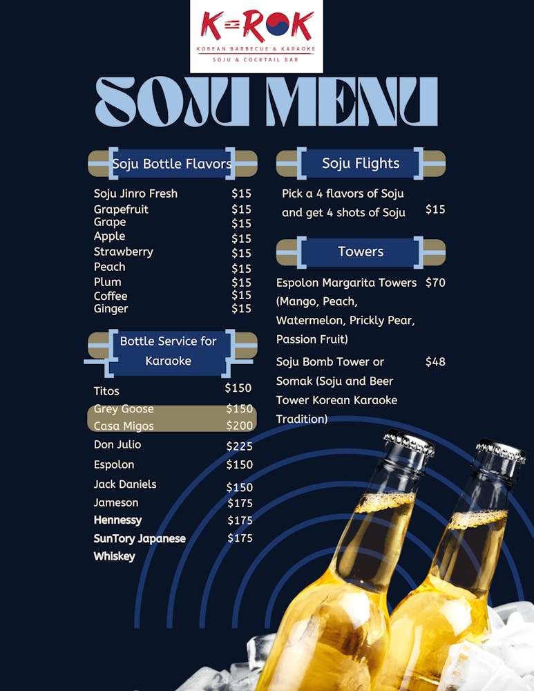 Menus | K-Rok Korean Barbecue & Karaoke in Grand Rapids, MI