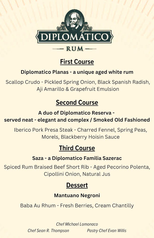 Diplomatico Rum Dinner | Porter House Bar and Grill | American ...