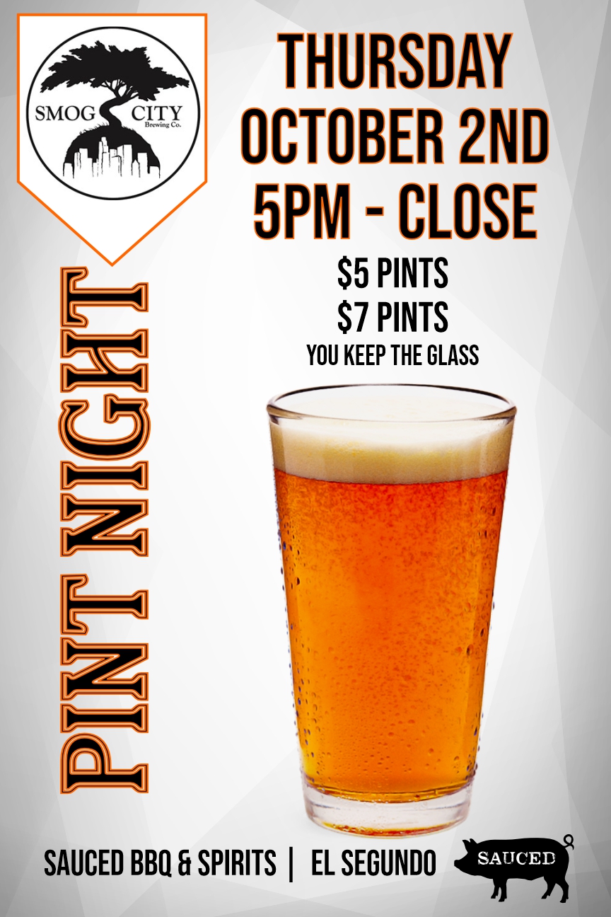 Pint Nights | Sauced BBQ & Spirits | Southern Barbecue Restaurants in CA
