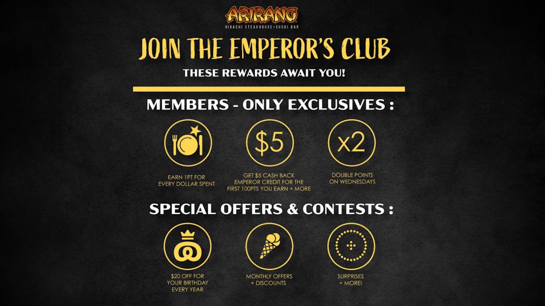 Arirang Emperors Club | Arirang Hibachi Steakhouse