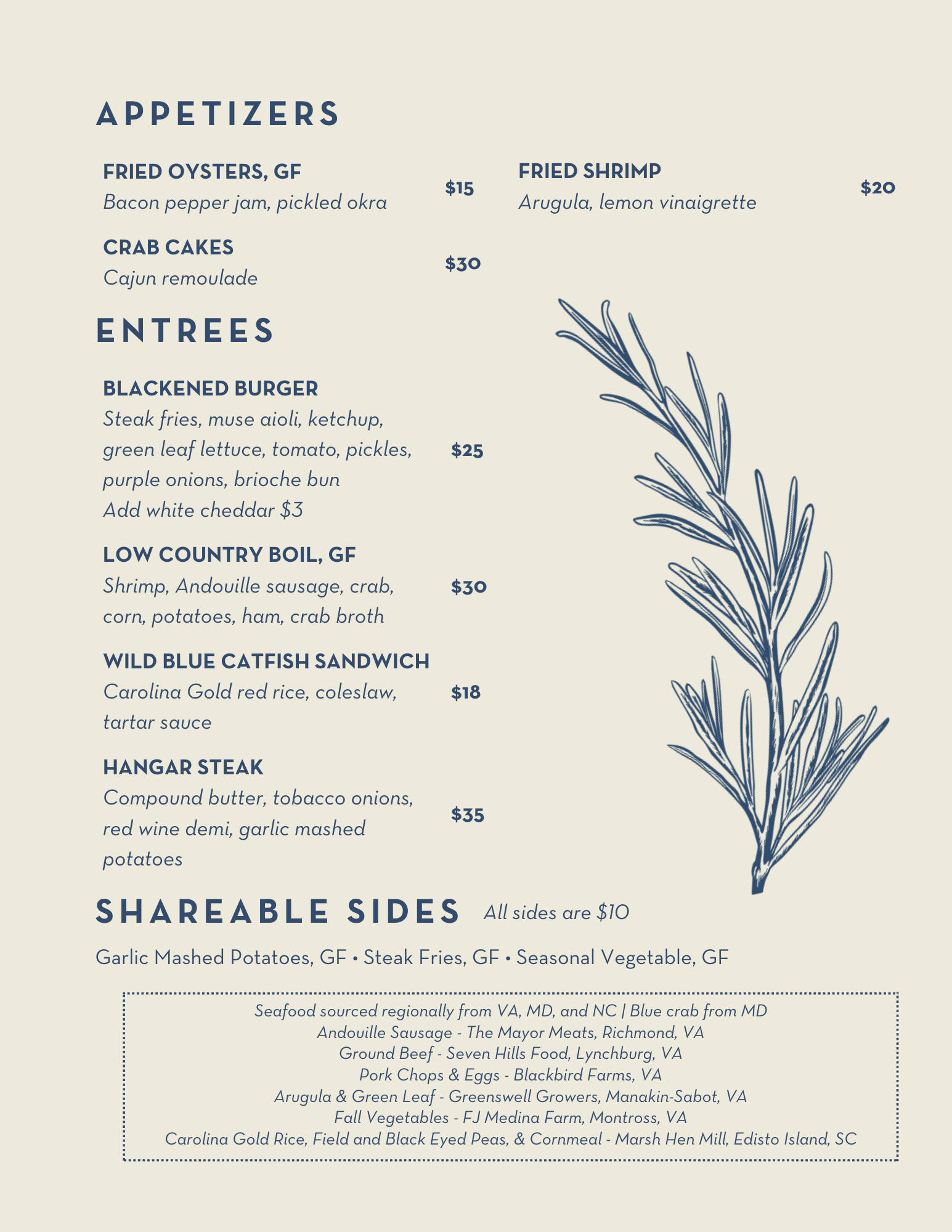 Menus for Drift & Muse in Colonial Beach, VA