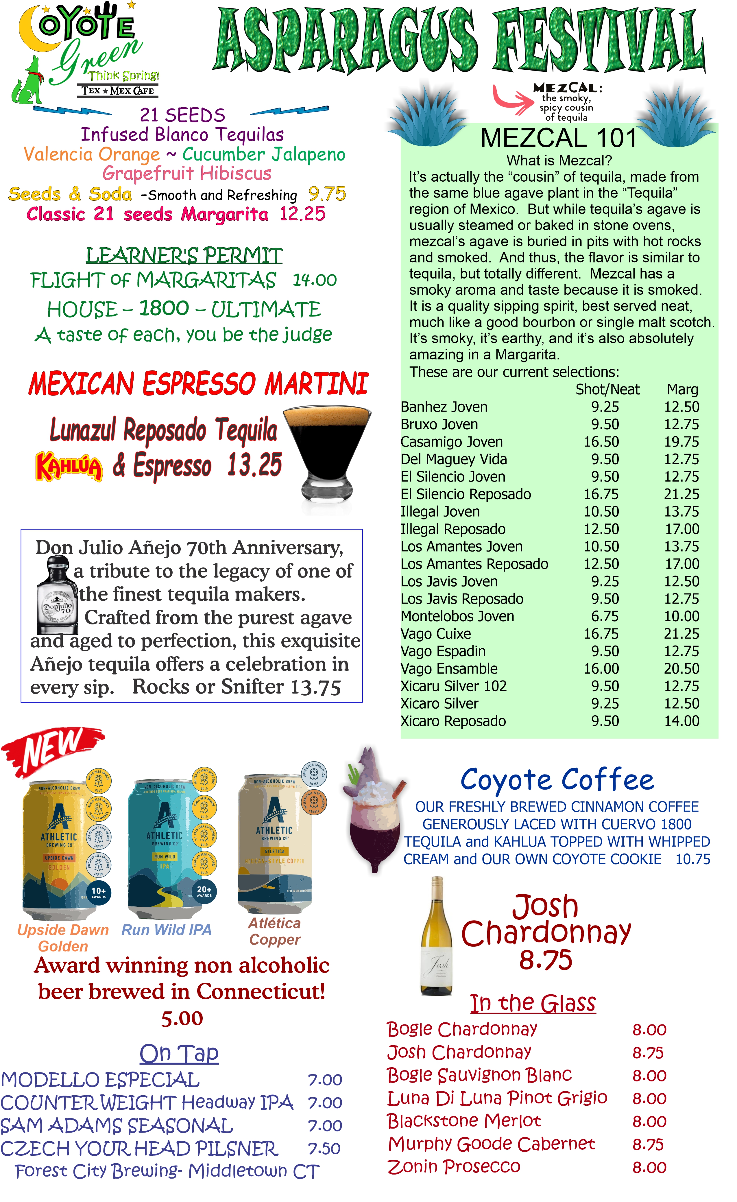 Menu | Coyote Blue