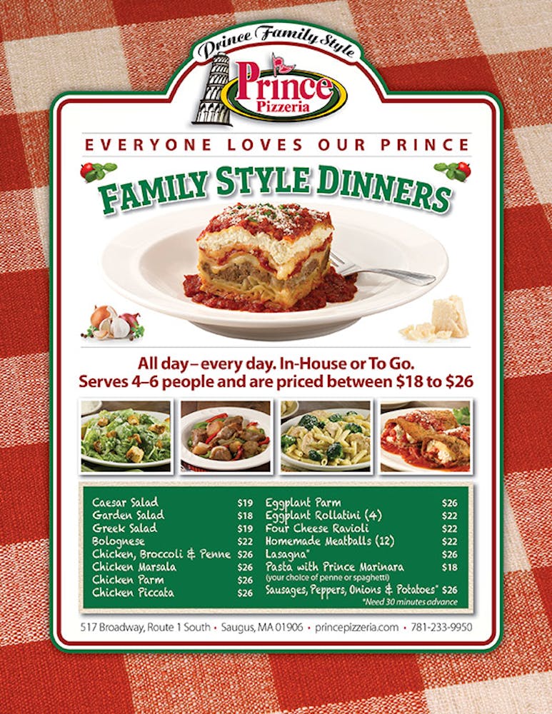 Everyone Loves our Family Style Dinners! | Prince Pizzeria | Italian ...