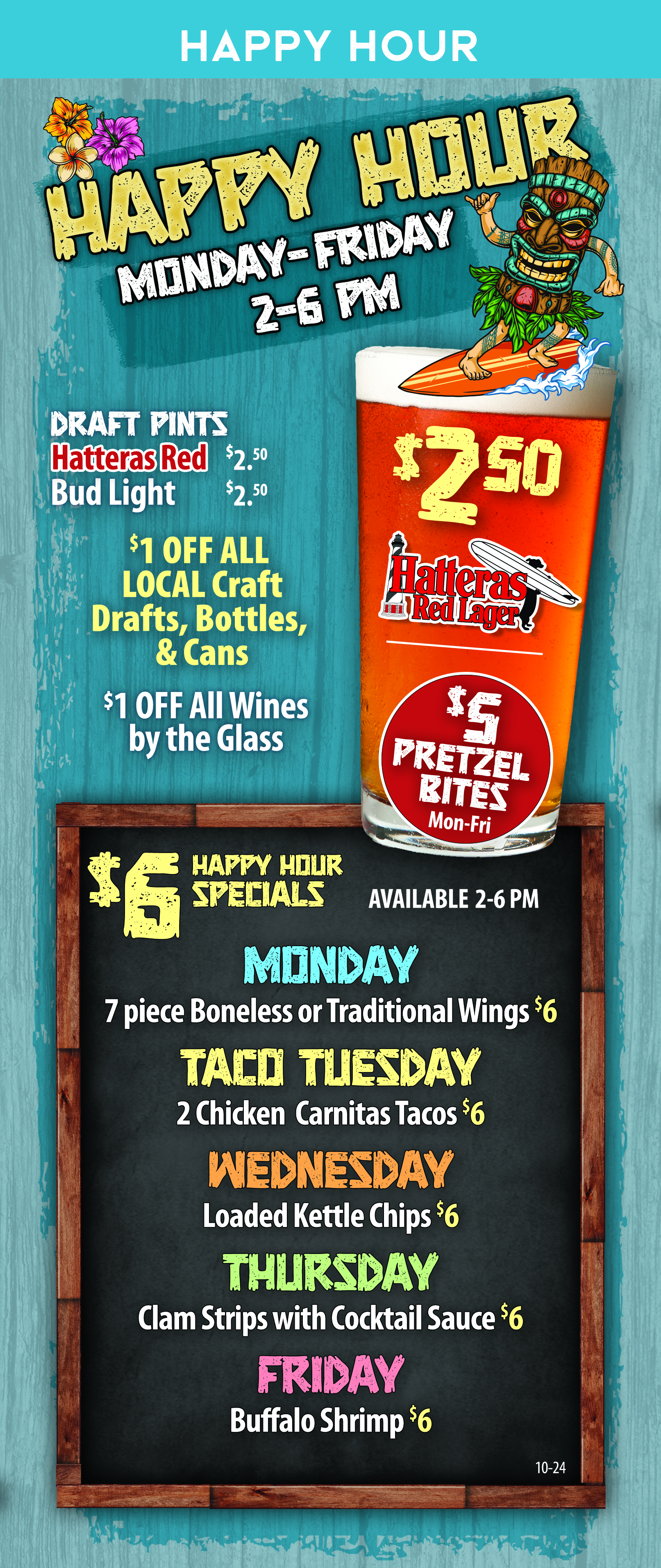 NEW! Happy Hour Specials | Long Doggers | Radically Relaxed Grill & Brew