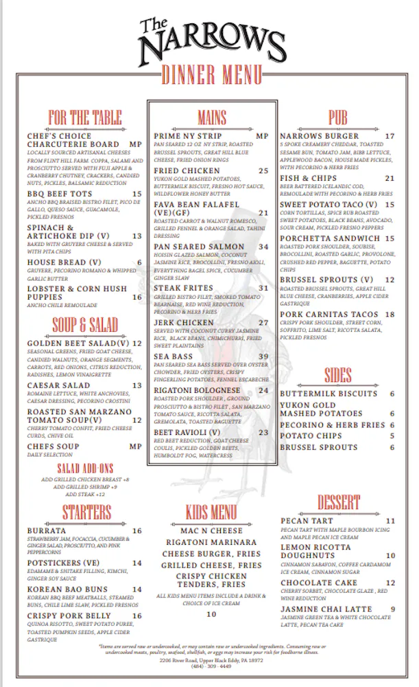 MENUS | The Narrows