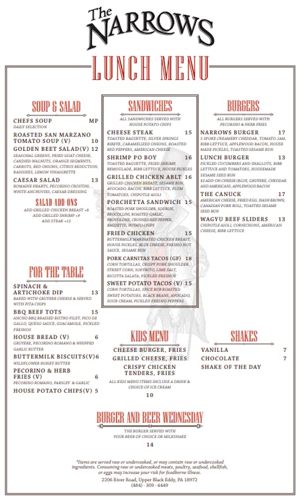 MENUS | The Narrows
